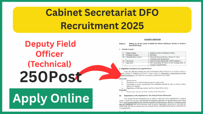 Cabinet Secretariat DFO Recruitment 2025: Apply Online for 250 Posts ...