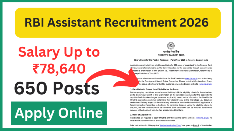 RBI Assistant Recruitment 2026: Apply for 650 Posts, Application Window ...